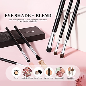 DUcare Eyeshadow Brush Set 6pcs Premium Eye Makeup Brushes Professional Eyeshadow Brushes with Double-Ended Angled Eyebrow Brush,Concealer, Blending, Eyeliner (Black)