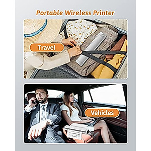 Odaro M08F Letter Portable Printer Wireless for Travel, Bluetooth Thermal Printer Inkless, Small Compact Printer Support 8.5" X 11" Letter Size Thermal Paper, Work with Laptop Phone and Pad - Silver