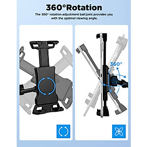LZSIG Updated Tablet Mount Holder for Mic Stand, Adjustable Microphone Music Stand iPad iPhone Holder Stand, Compatible with Kindle, Android, All 4.7 to 13.5-inch Tablets & Smartphones (L)