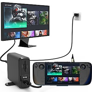 USB C Power Docking Station Compatible with Steam Deck,7 in 1 Hub Universal Multiport Adapter with 65W Charger,4k*30HZ/1080P*60HZ HDMI, Dual USB 3.0, TF SD Reader, for Laptop, Tablet, Switch, Phone