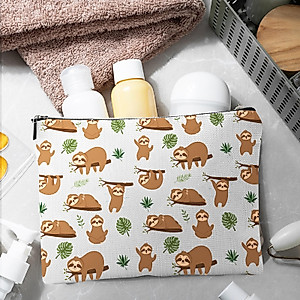 Keluna Sloth Gifts for Women Girls - 4Pcs Sloth Gifts Set 20oz Stainless Steel Tumbler with Lids Straw Cute Animal Makeup Bags Socks Keychain for Sloth Lovers Friends Birthday Christmas Gifts