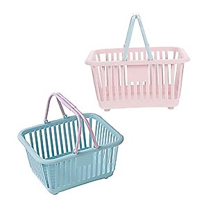 Storage Basket Kids Snack Container Kids Bath Bunny for Kids 2pcs Plastic Storage Baskets with Handles Small Basket Kids Grocery Cart Handheld Shopping Basket Make up
