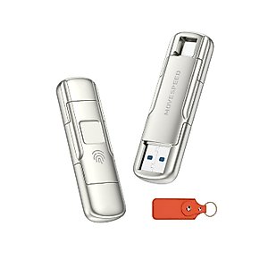 MOVE SPEED 1TB USB3.2 Solid State USB Flash Drive 520MB/s AES256 & Fingerprint Encryption Type C USB Gen 2 Thumb Drive