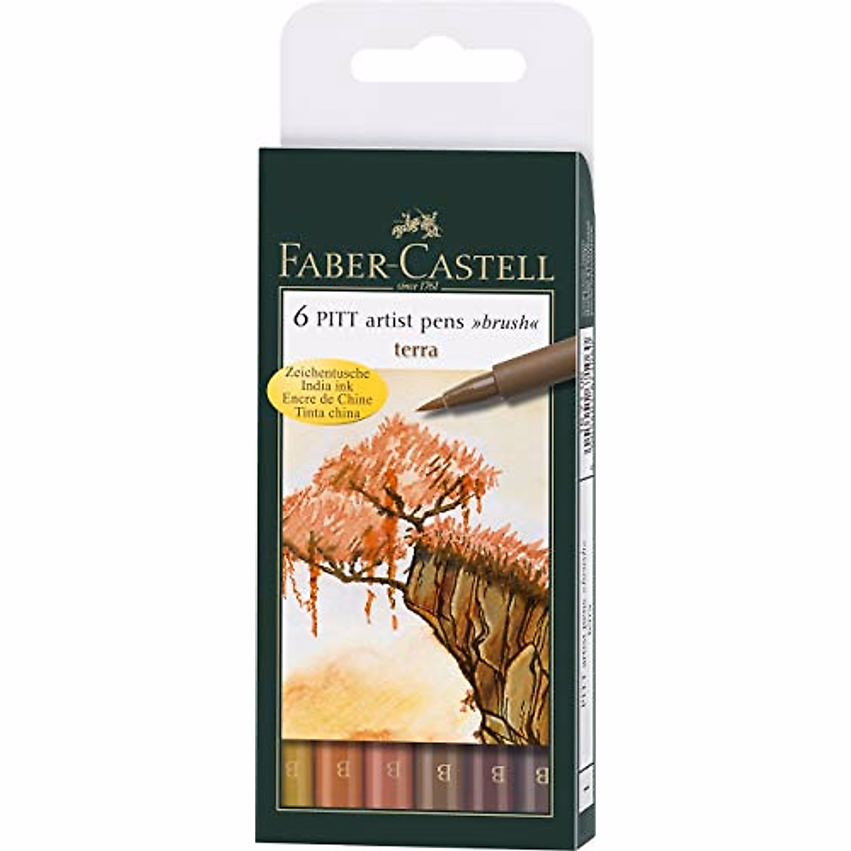 Faber-Castel FC167106 Box of 6 PITT Artist Terra Pens, India Ink, B Box