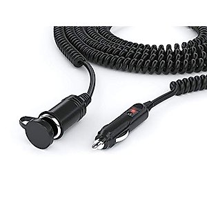 Cigarette Lighter Extension Cord 12V Car Charger Socket Power Plug Cable 18AWG - UL Listed Extra Long (12 Ft Uncoiled / 2.5 Ft Coiled)