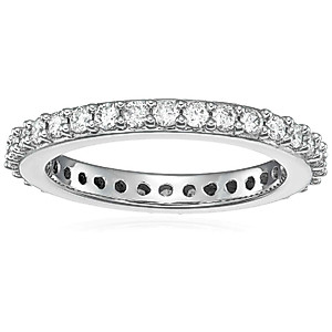 VIR JEWELS 1 cttw Diamond Eternity Ring for Women, Wedding Band in 14K White Gold Prong Set, Size 4.5