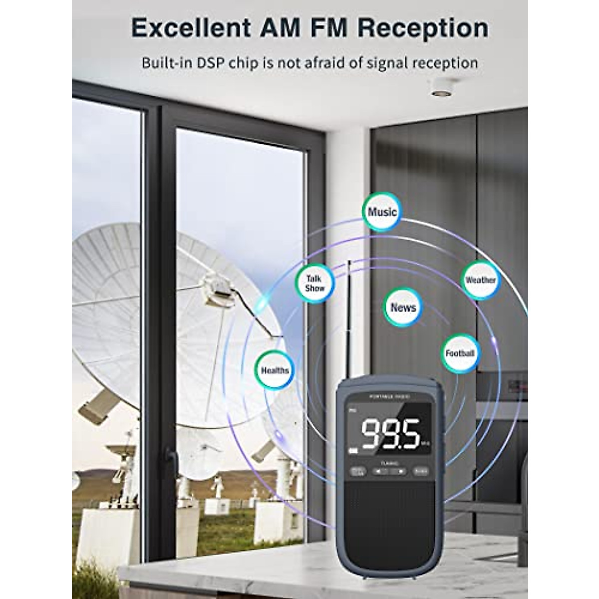 AM FM Walkman Radio:900mAh Rechargeable Portable Transistor Pocket Radio with Best Reception Digital Tuning, LCD Screen,Stereo Earphone Jack, Sleep Timer and Alarm Clock for Jogging,Walking