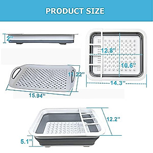 MontNorth Collapsible Dish Drying Rack with Drainboard for Drying Dishes,Foldable Design with Dinnerware Storage Tray for Kitchen Counter RV Camper Accessories