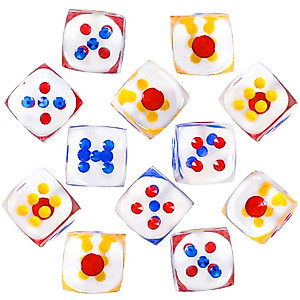 ArtCreativity 6-Sided Transparent Dice Set of 12, Oversized 1 Inch Clear Dice with Colored Dots, Fun Six-Sided Gaming Dice for Farkle, Ten Thousand, Cho-Han and Other Dice Games