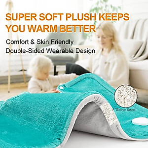 Heating Pad for Neck and Shoulders, 2lb Weighted Neck Heating Pad for Back Pain Relief, 6 Heat Settings 4 Auto-Off, Gifts for Women Men Mom for Christmas, Birthday, Mothers Day,17"x23" Blue