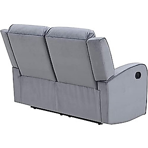 AC Pacific Dale Living Room Manual Reclining Sofas, Modern Upholstered Couch with Curve Arms and Padded Back Cushions, Loveseat, Flint Grey