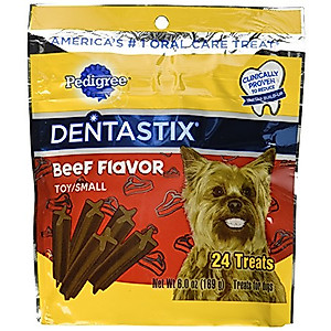 Pedigree Dentastix Beef Flavor Toy/Small Treats For Dogs - 6 Oz. 24 Treats