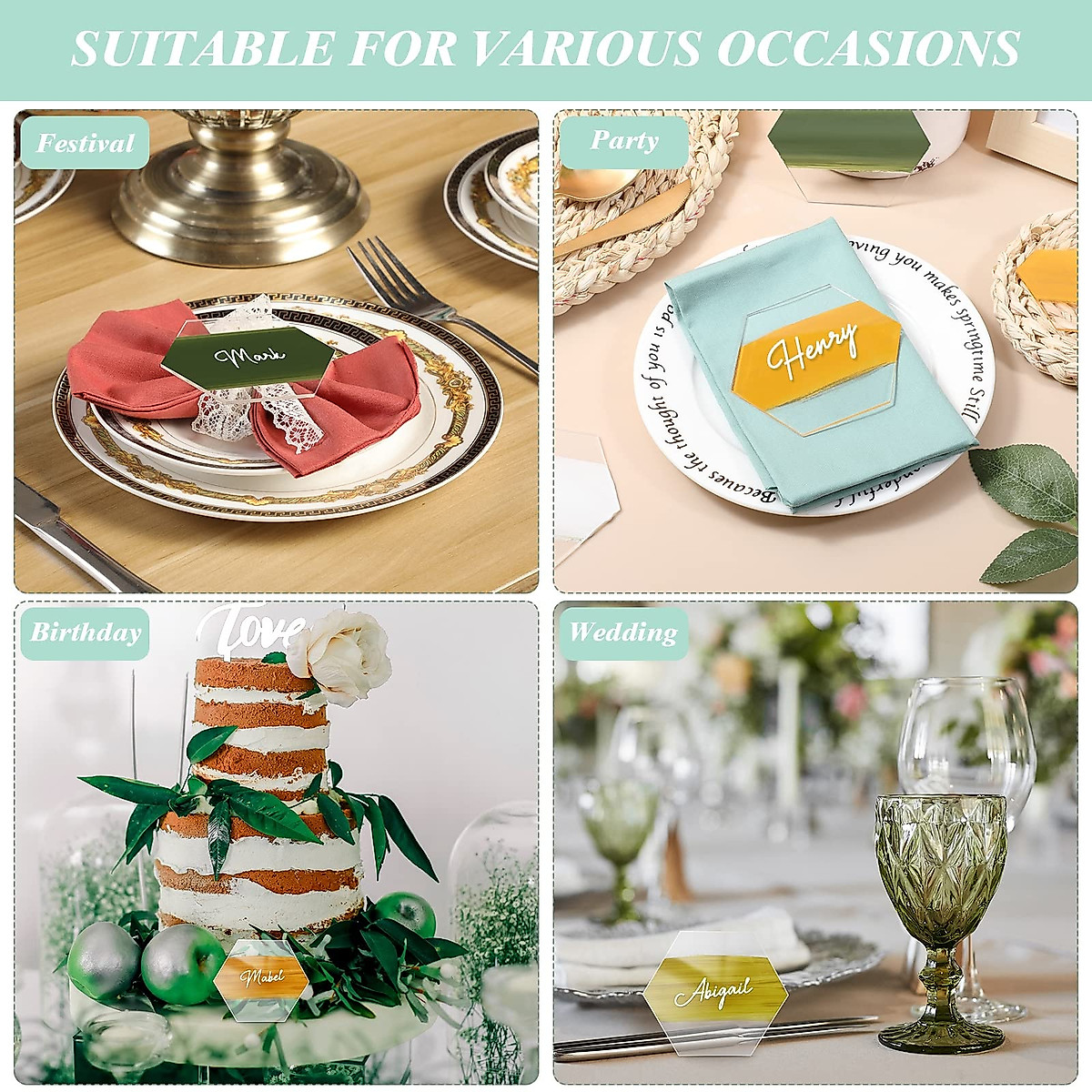 120 Pieces Clear Acrylic Place Cards Wedding Blank Hexagon Tiles Seating Cards Handwritten Name Plate DIY Table Numbers Card for Wedding Banquet Birthday Party Decoration Mini Food Sign (120 Pieces)