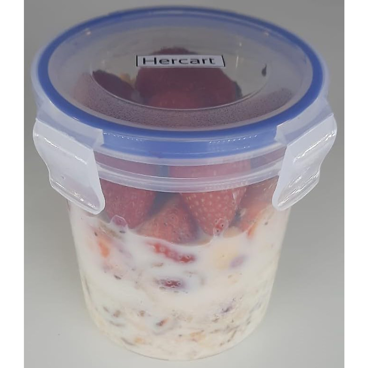 Overnight Oats Container with Lids (pack of 4) 17 oz Plastic Jar with Lid Container Portable Cereal and Milk Storage Jars Vegetable and fruit Salad Storage