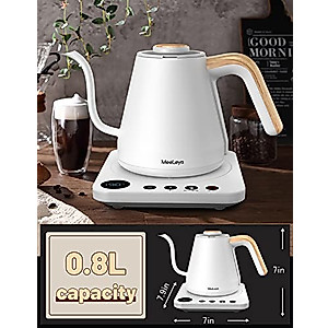 MeeLeya Electric Gooseneck Kettle with Temperature Control, Pour Over Coffee Kettle & Tea Kettle, Electric Kettle 1200 Watt, 0.8L (White)