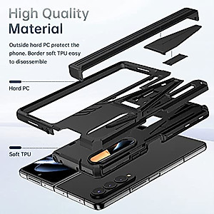 EAXER for Samsung Galaxy Z Fold 4 Case, Shockproof Heavy Duty Case Built-in Kickstand Hybrid Stand Hinge Protection Cover (Black)