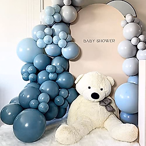 Dusty Blue Balloon Garland Arch Kits - 80pcs Slate Blue Balloons Different Sizes 5 Inch 12 Inch Birthday Balloons Sea Blue Balloon Arch for for Baby Shower Gender Reveal Wedding Party Decoration