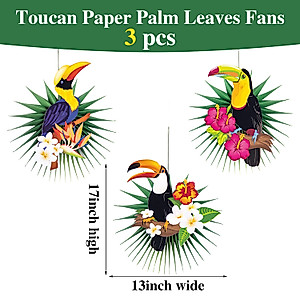 Easy Joy Tropical Bird Toucan Leave Garland Party Kit Paper Palm Leaves Paper Fan Paper Lanterns for Summer Hawaiian Luau Tiki Tropical Themed Party Decorations Luau Party Supplies Decor