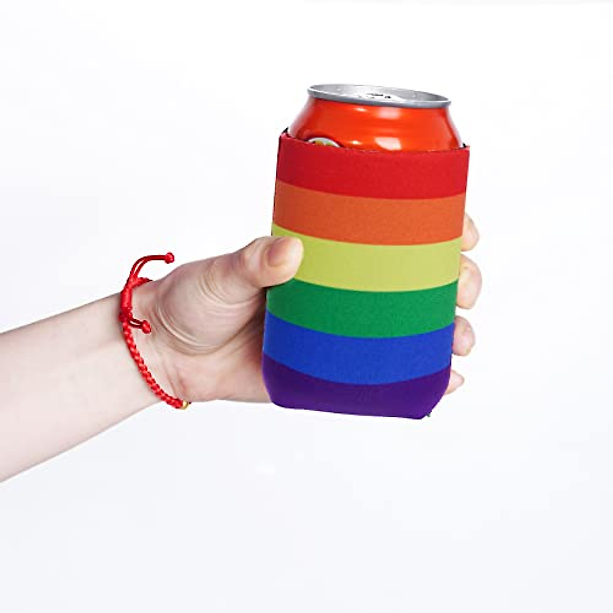12 Pack Rainbow Can Sleeves Insulated Beer Can Coolers Sleeves Collapsible Neoprene Drink Coolies for Weddings Pride Parties