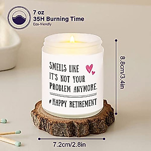 Retirement Gifts for Women Men 2023 - Happy Retirement Candle, Funny Retirement Gifts for Coworker Friends, Work Bestie, Teacher, Boss, Going Away Goodbye Gifts for Coworker - 7oz Soy Candle