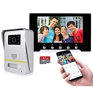 toncont Wireless Wired Video Intercom Doorbell System, WiFi Tuya Video Doorbell with WiFi 7 Inch Monitor with 32GB Card, 1080P HD Camera, Motion Detection/Record/Snapshot/Remotely Unlock