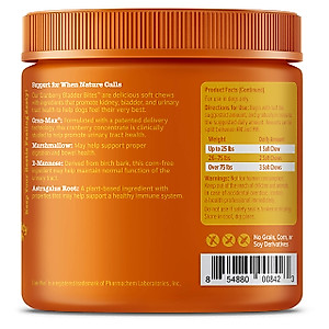 Cranberry Soft Chews for Dogs - Kidney, Bladder & Urinary Tract Wellness Supplement - with D Mannose & Organic Astragalus + Antioxidants - Immune System Support - Bacon Flavor - 80 Count