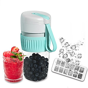 WOOLALA Portable Smoothie Blender with Ice Cube Tray, 380ML Personal Blender Mini Juicer Cup for Commuting Travel Sports, One Blender Bottle for Blending & Drinking