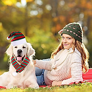 4 Pack Cat Santa Hat with Scarf Dog Christmas Hat and Scarf Striped Christmas Costumes for Small Dogs Cats