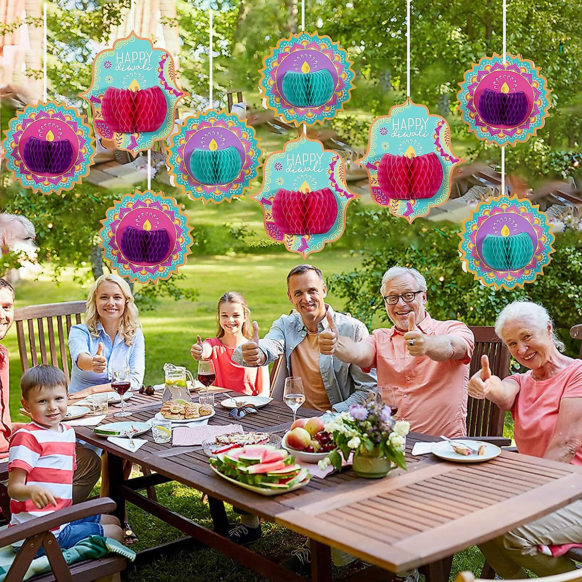 Diwali Hanging Honeycomb Decorations, Festival of Lights Indian Festival Deepavali Happy Diwali Honeycomb Hanging Decorations
