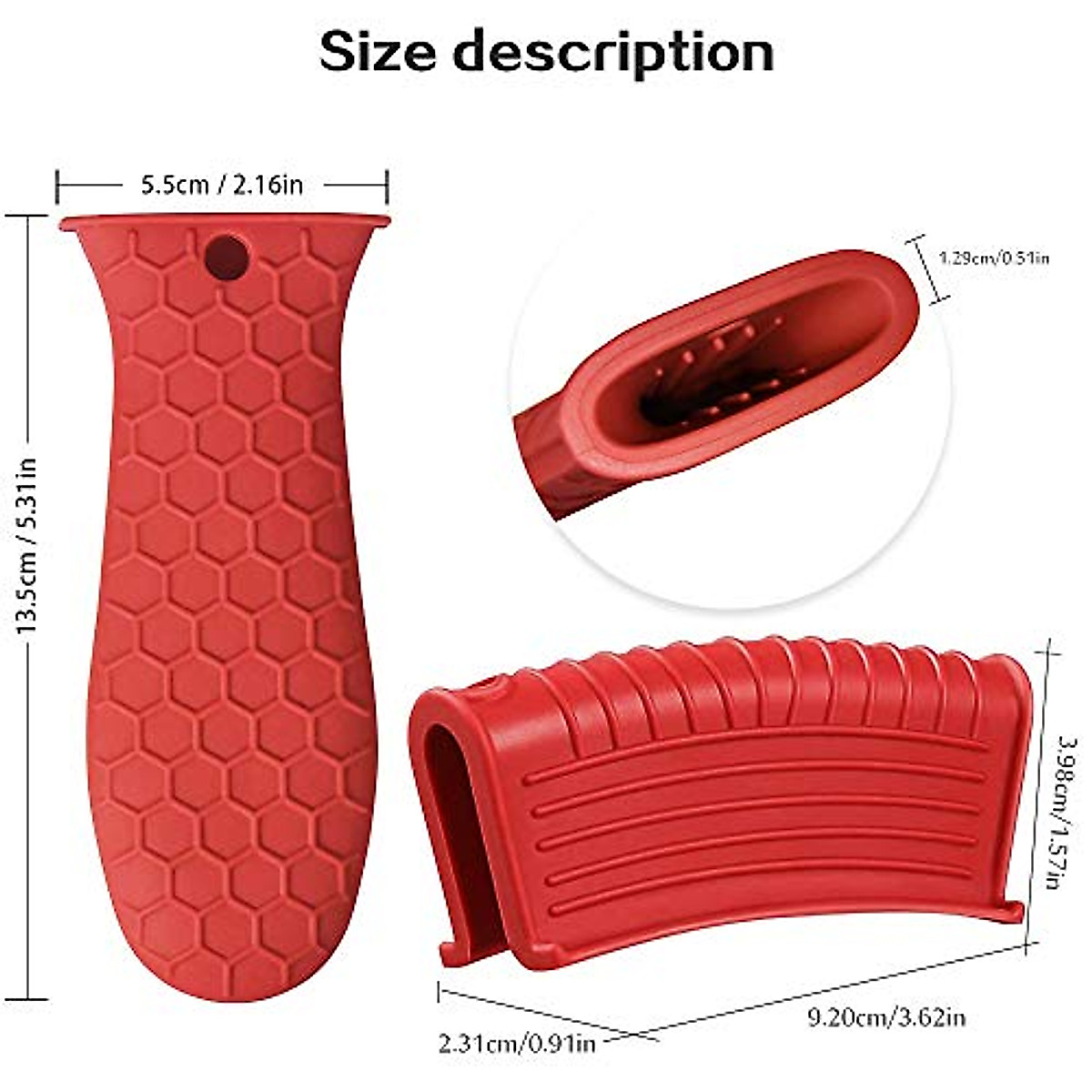 8 Pack Cast Iron Handle Cover, Silicone Hot Handle Holder, Assist Handle Holder, Non-Slip Pot Holder Sleeve, Pot Handle Covers Heat Resistant Potholder Cookware Silicone Cast Iron Handle Cover, Red