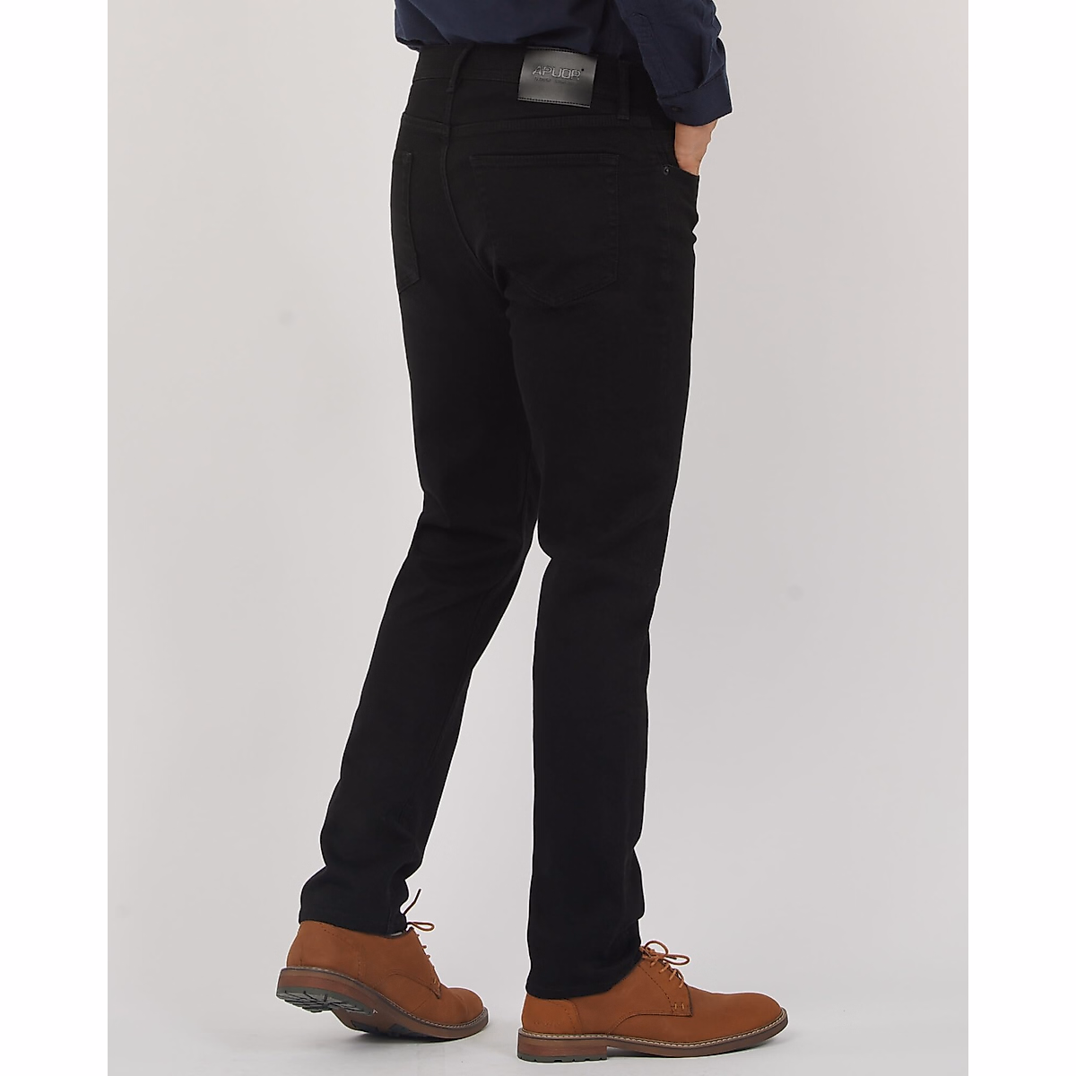 APUOR Slim Fit Jeans for Men Straight Fit Stretch Skinny Jeans Soft Comfy Denim Pants Black W40xL30