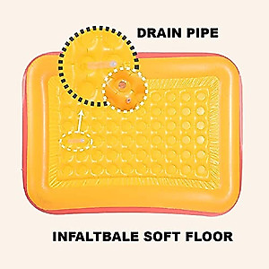 Inflatable Pools, Kiddie Pools, Inflatable Family Swim Play Center Pool with Soft Floor, 82" & 59" Durable Swimming Pool, Summer Water Fun for Garden or Backyard or Indoor (82Orange&59Green)