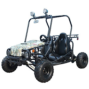 110cc Youth Go Kart Kids Go Cart Gokart 2 Seater Go Kart with Gloves, Google and Handgrip (Black)