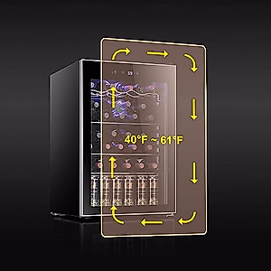 36 Bottle Wine Cooler/Cabinet Beveragerefrigerator Small Mini Red & White Wine Cellar Beer Soda Counter Top Bar Fridge Quiet Operation Compressor Adjust Temperature Freestanding Black