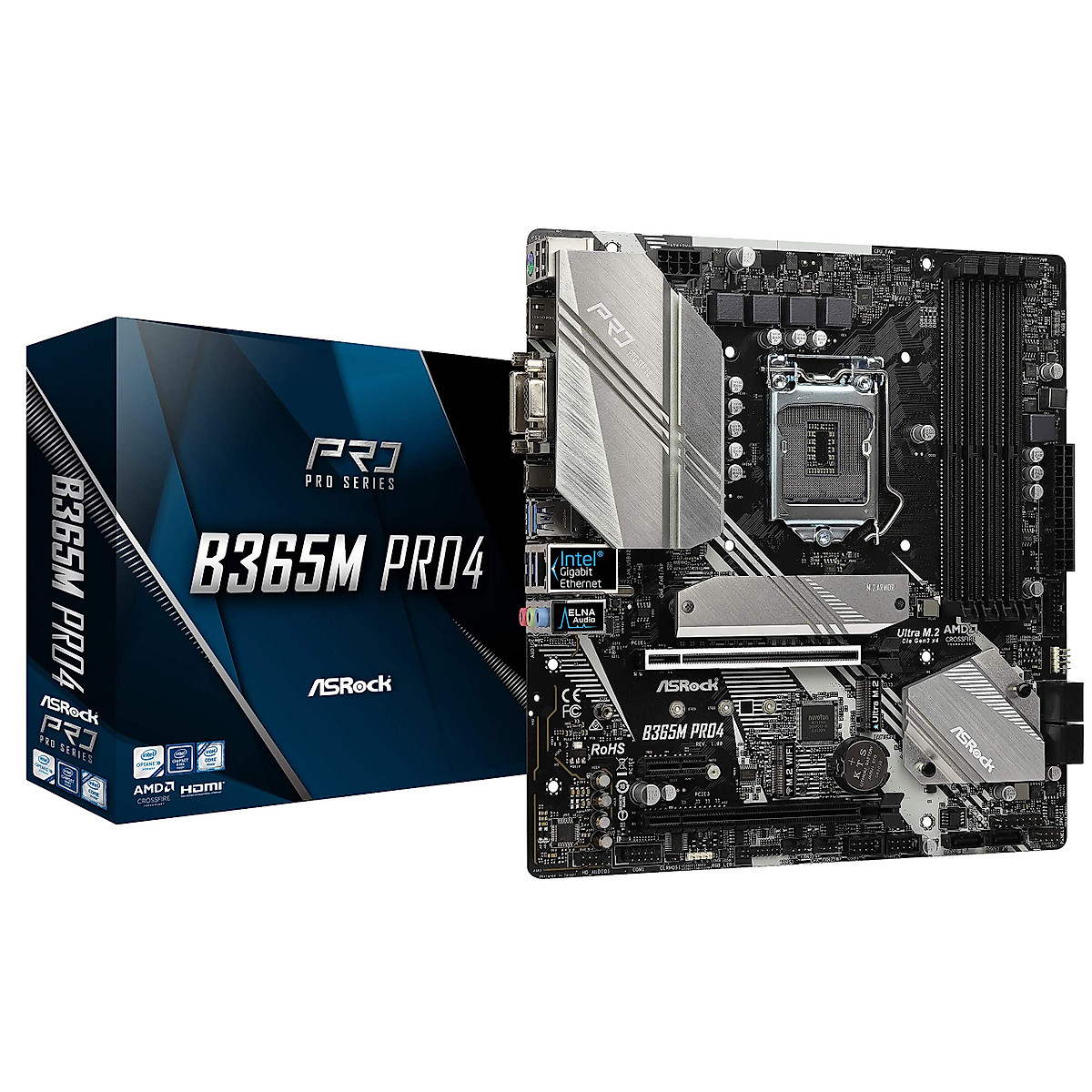ASRock B365M PRO4 LGA1151/ Intel B365/ DDR4/ Quad CrossFireX/ SATA3&USB3.1/ M.2/ A&GbE/ MicroATX Motherboard