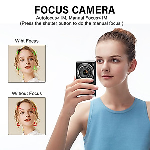 Digital Camera Cheap, UIKICON 4K 44MP Kids Camera with 32GB SD Card, 2.4 Inch Point and Shoot Camera with 16X Digital Zoom, Compact Camera for Kids Teens Boys Girls Adults Seniors(X3-Black1)