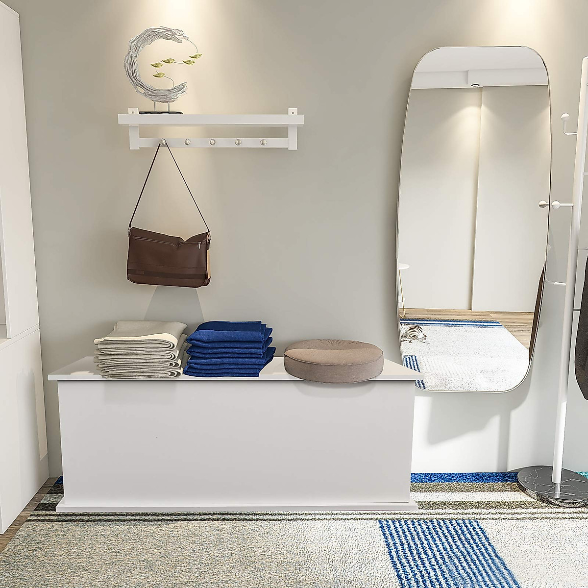 HomVent Rattan Deck Box 132 Gallon Wicker Outside Storage Box Outdoor Storage Container For Patio Cushions,Patio Furniture, Garden Tools and Pool Toys,Pillows (White D)