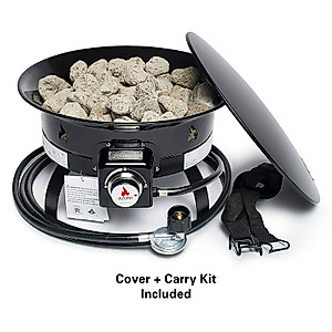 Outland Living Firebowl 893 Deluxe Outdoor Portable Propane Gas Fire Pit with Cover & Carry Kit, 19-Inch Diameter 58,000 BTU, Black