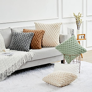 Yaertun Pack of 2 Super Soft Cozy Decorative Throw pillow covers Fuzzy Plush Faux Fur Luxury Cushion Cover Pillowcase for Sofa Couch Bed Livingroom 26x26 Inch White