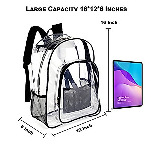 Clear Backpack Heavy Duty Clear Bookbag See Through Backpack Transparent Plastic Bookbags for School Work,Boys Girls Adults