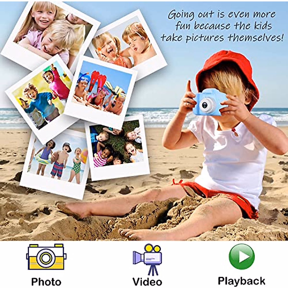 Gridspace Upgrade Kids Camera Toys for 3 4 5 6 7 8 9 Year Old Boy Christmas Birthday Gift Digital Video Camera,Mini Play Video Camera with 1080P HD 2 Inch Screen with 32GB Card