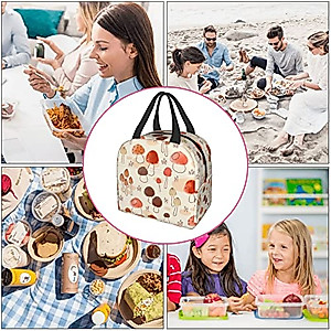Senheol Cute Mushroom Print Lunch Box, Kawaii Small Insulation Lunch Bag, Reusable Food Bag Lunch Containers Bags for Women Men