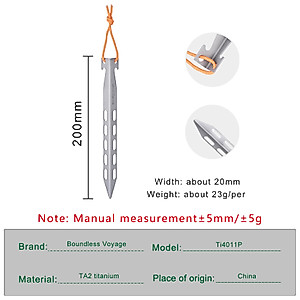 Boundless Voyage 8pcs/lot Titanium Tent Pegs 20CM Ultralight Camping V-Shaped Tent Stakes Outdoor Canopy Nails Pegs Hardware Ti4011P