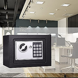 Yuanshikj Electronic Deluxe Digital Security Safe Box Key Keypad Lock Home Office Hotel Business Jewelry Gun Cash Use Storage money (Black 1)