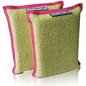 Nano Sponge Cleaning Sponges. Supersized Everyday Heavy Duty Household Kitchen and Dish Sponge. 2 Pack. 6 x 4