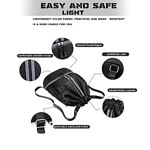 SENIKO Drawstring Backpack,String Swim Gym Bag with Shoes Compartment and Wet Proof Pocket for Women Men Sports Travel (Black)