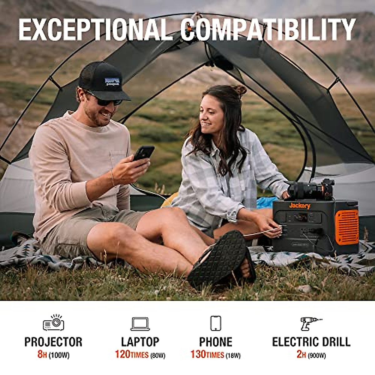 Jackery Solar Generator 1000 PRO, 1002Wh Power Station with 2* 80W Solar Panels, AC Fast Charging in 1.8 Hours, Dual PD 100W Ports, Two-Sided Sunlight Absorption, for RV Outdoor Camping & Power Outages