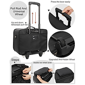MONSTINA Rolling Makeup Train Case,Trolley Cosmetic Case,3-Layer Cosmetic Organizer,Extra Large Makeup Travel Bag for Hairstylist, Trolley Travel Hairdressing Case with Adjustable Divider(Black)