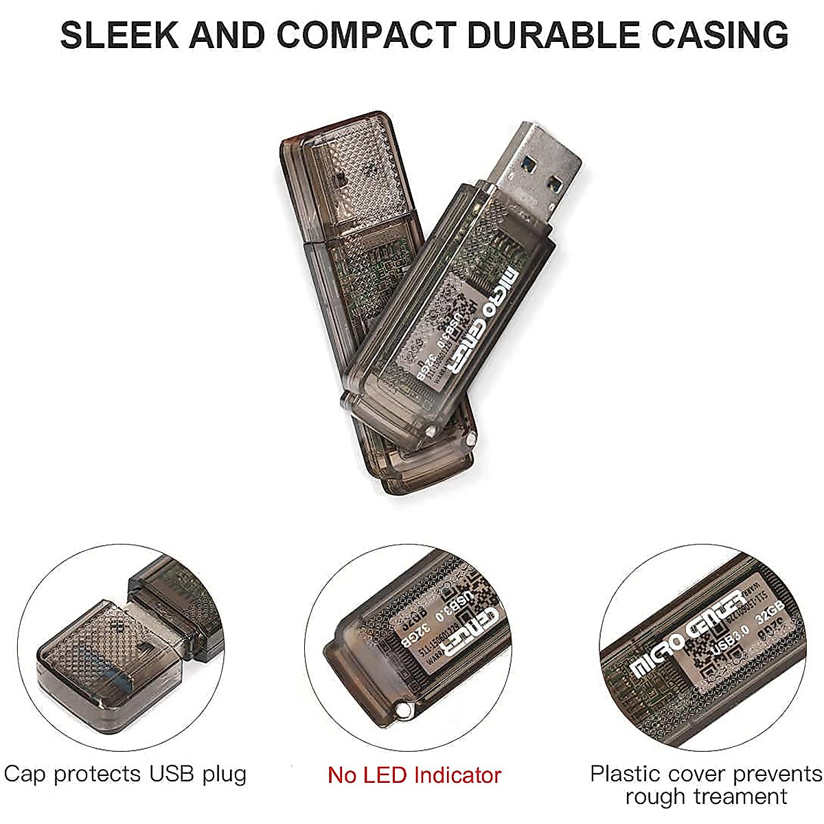 Micro Center SuperSpeed 2 Pack 32GB USB 3.0/USB3.1 Gen1 Flash Drive Gum Size Memory Stick Thumb Drive Data Storage Jump Drive (32G 2-Pack)