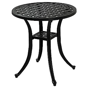 ZOTORUN Outdoor Cast Aluminum Side Table End Table for Patio, Backyard, Pool, Indoor Companion, Easy Maintenance and Weather Resistant, Black
